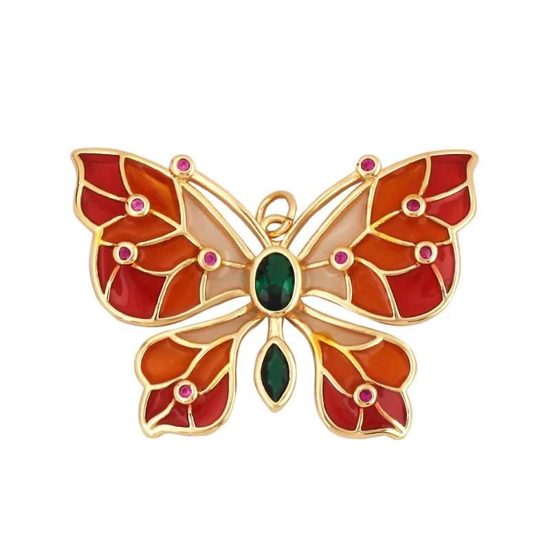 Позолоченная подвеска-бабочка-стрекоза Jumbo Beadsfeeder M386245-Orange