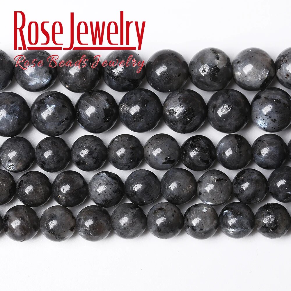 Бусины из черного ларвирита 4-14 мм Rose and Beads 4mm 86pcs beads
