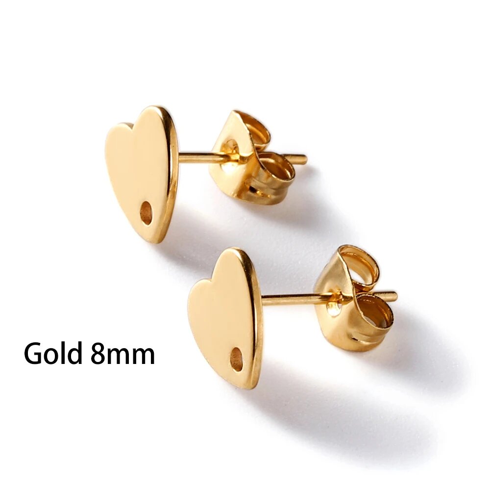 Сердечки серьги-гвоздики, золото 8mm