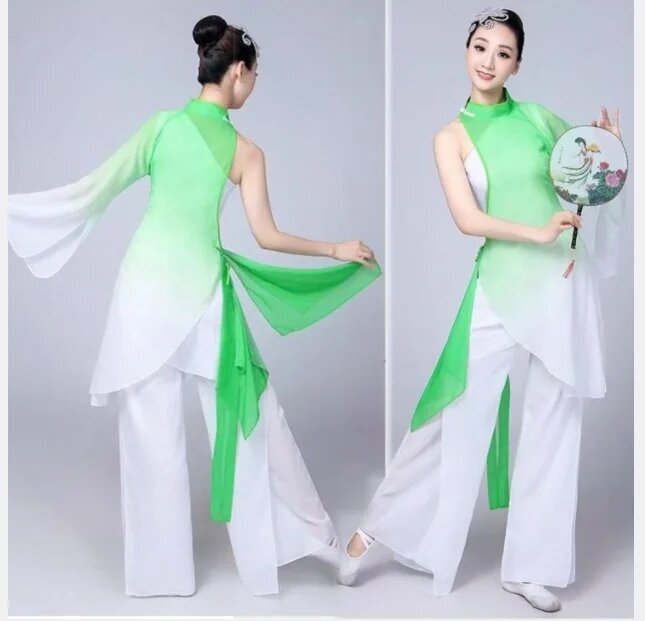 Китайские костюмы для народного танца Янко для девочек и взрослых Изумрудный, S, 5
