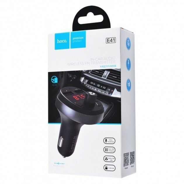 FM-трансмиттер HOCO E41 2USB microSD bluetooth 4.2 черный