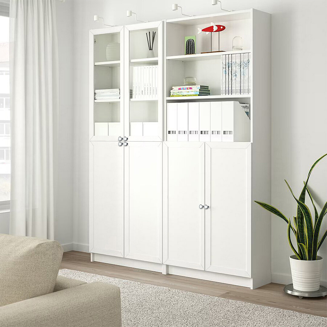 Стеллаж Билли 14 Белый Фасадный 0101 NEW 160x30x202 см, Дом мебели для вас