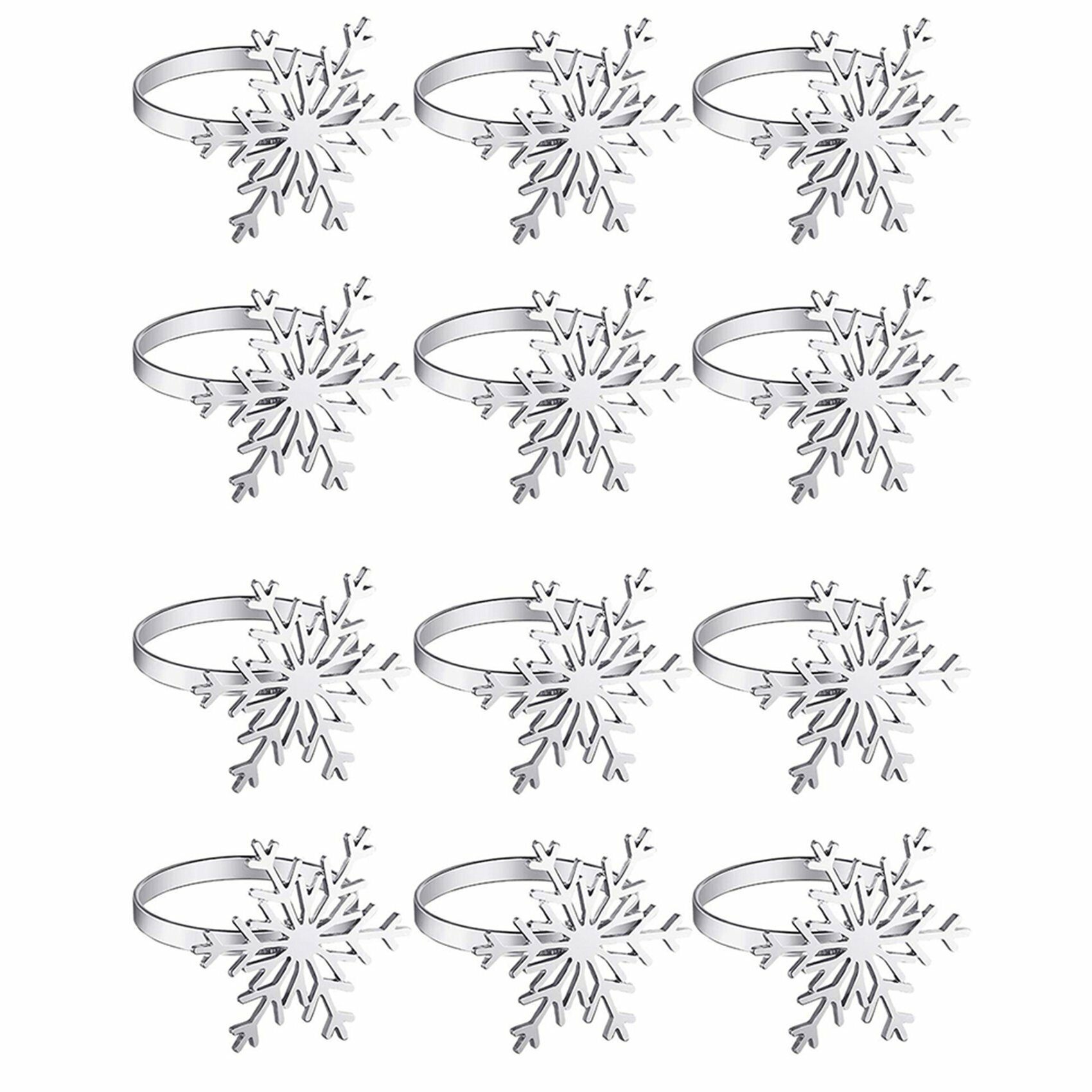 Кольца для салфеток в виде снежинок для украшения рождественского праздничного стола (серебро)