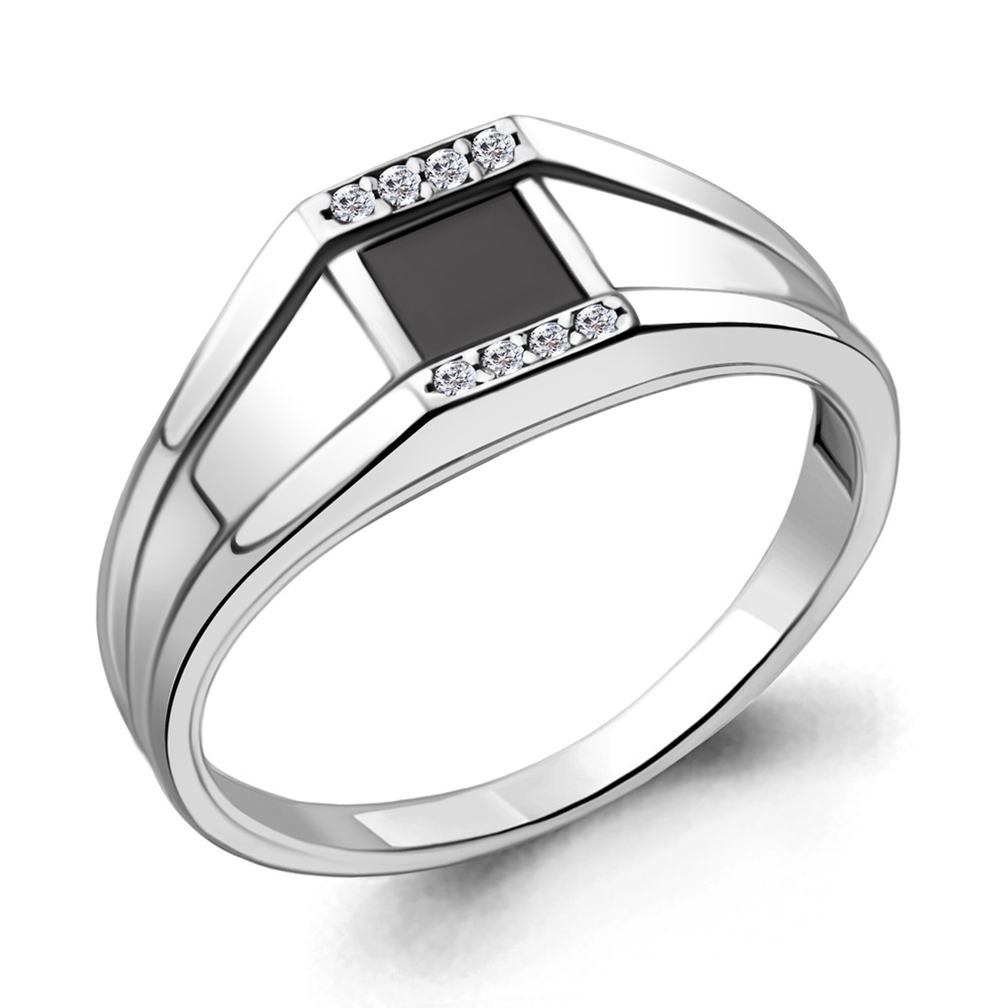 Печатка, серебро, 925 проба, родирование, фианит