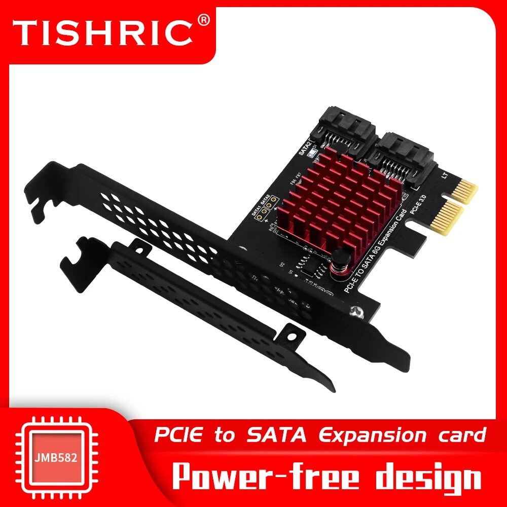 TISHRIC PCI-E SATA карта расширения 2/4/6/8/10/16 портов PCIE 1X to 2 Sata