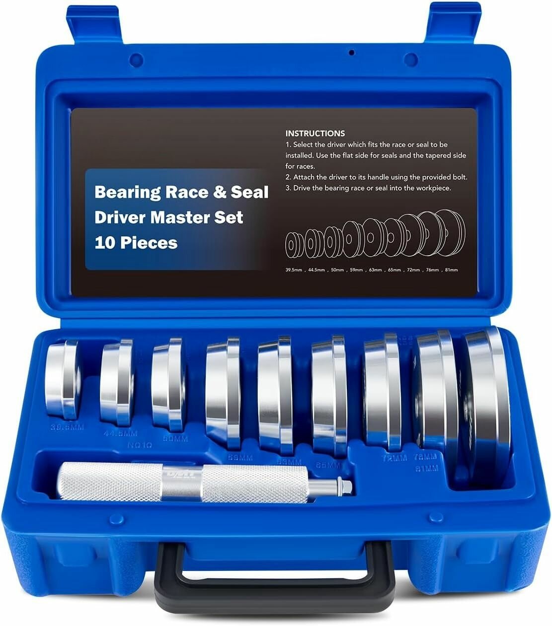 Набор оправок (10 шт. ), с Привод уплотнения и 9 Переходников/Комплект установщика подшипников