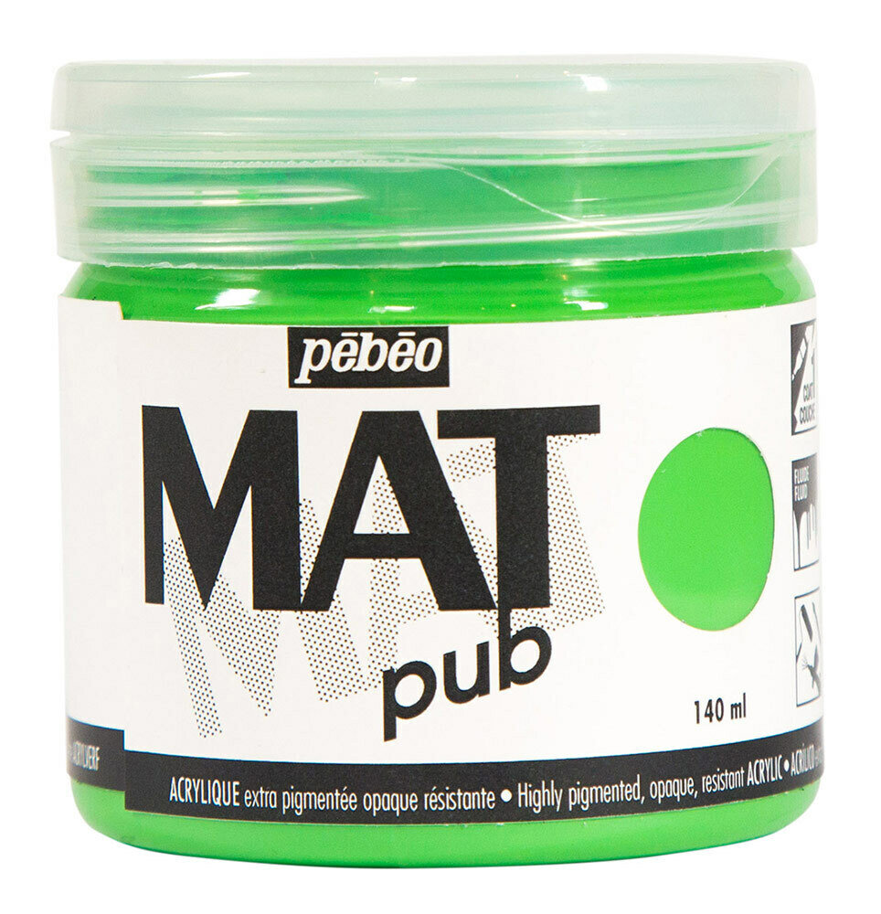 Краска акриловая Pebeo экстра матовая, Mat pub №1 140 мл, светло-зеленая