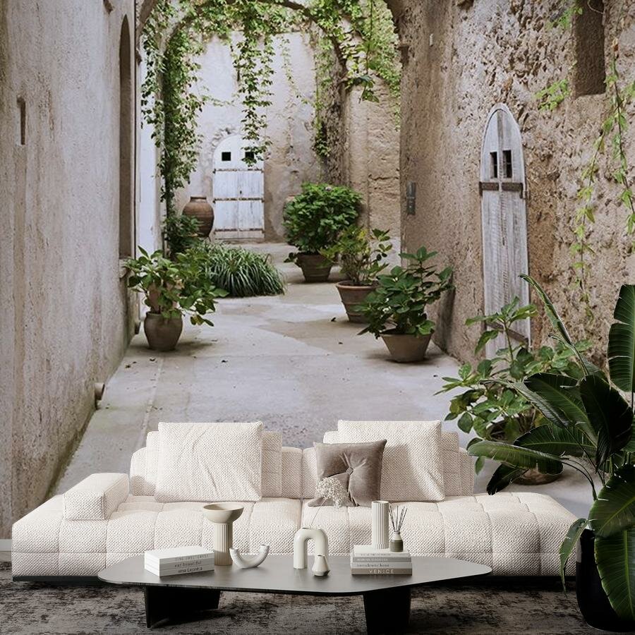 Фотообои Арка в Италии 9-1641-S-Флок 270 x 200 см (ВхШ) Бесшовные, флизелиновые, влагостойкие обои MasterFresok