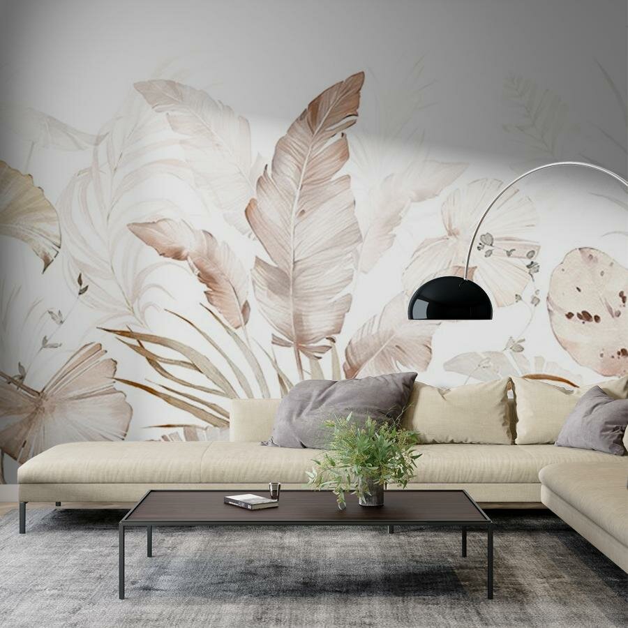 Фотообои Тропическая растительность 9-1726-S-Флок 270 x 200 см (ВхШ) Бесшовные, флизелиновые, влагостойкие обои MasterFresok