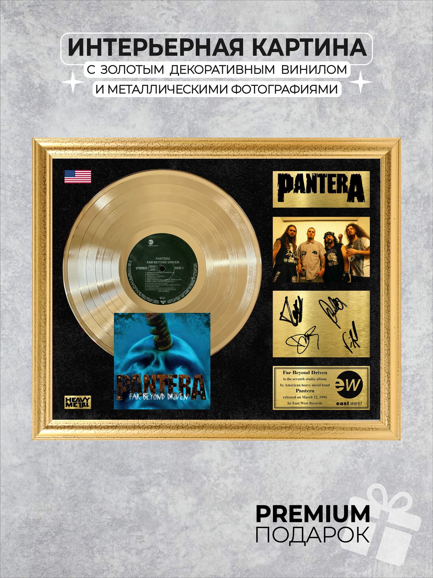 Картина с золотым диском Pantera