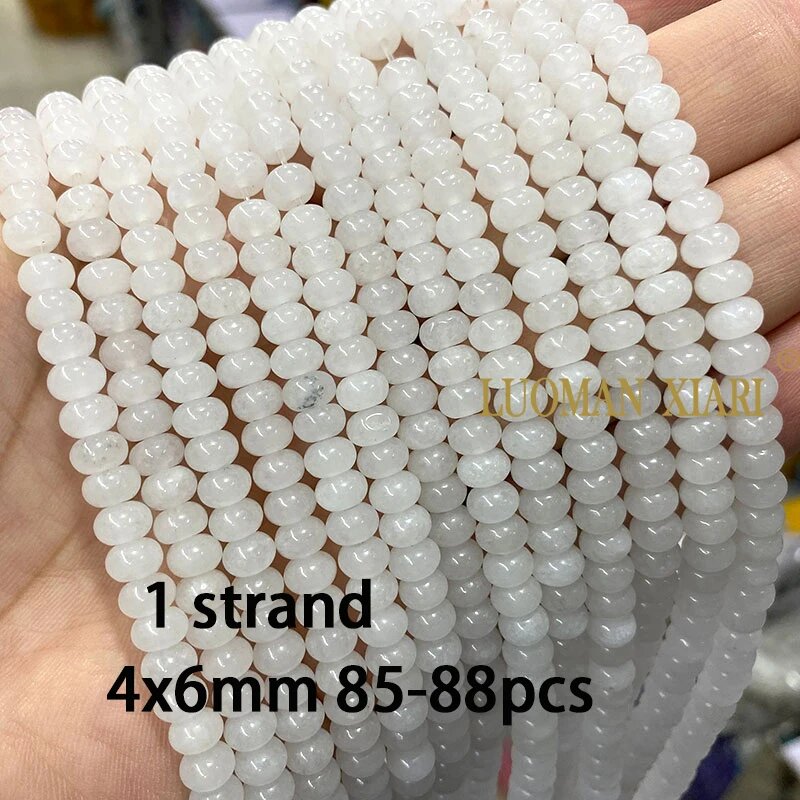 Бусины из белого нефрита LUOMAN XIARI 2x4 4x6 5x8 6x10 мм