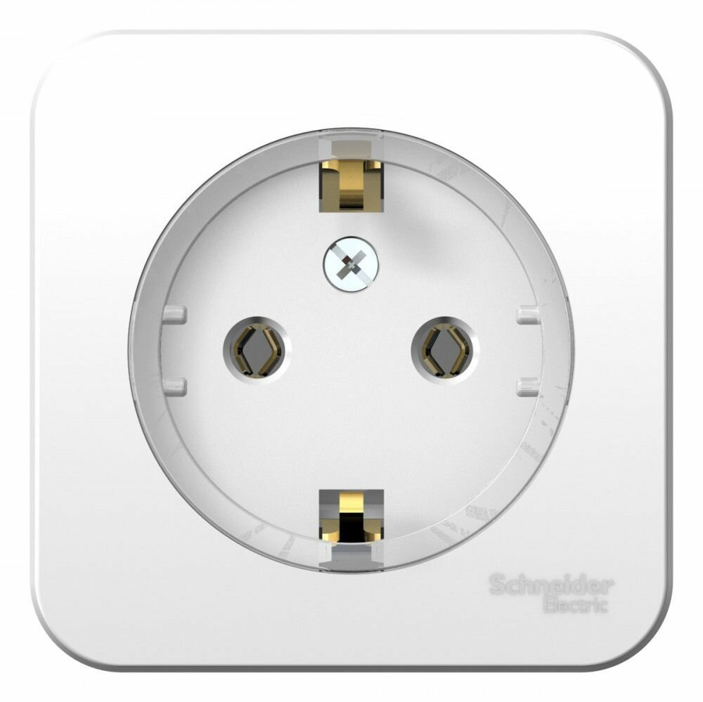 Blanca Розетка с заземлением открытой установки с изолирующей пластиной, 16А, цвет белый (компакт)