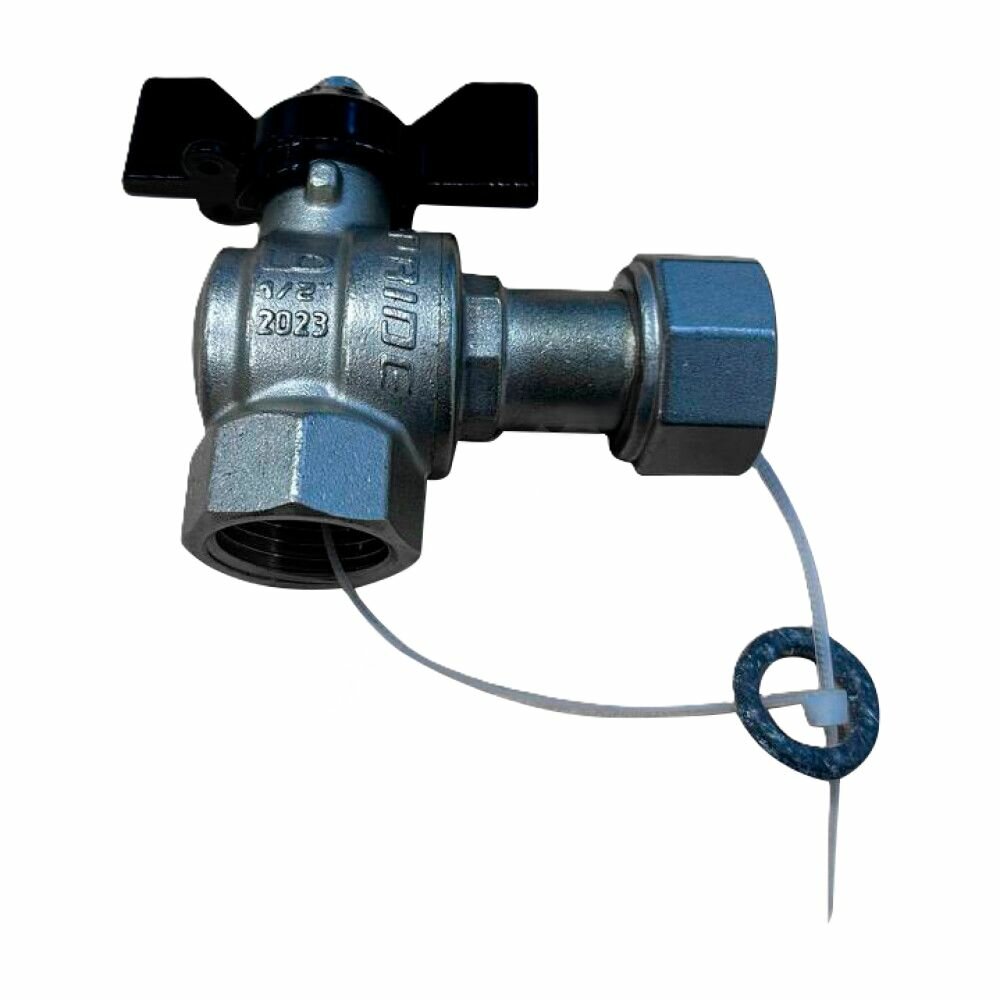 Кран шаровой латунь никель угловой Pride Ду 15 Ру40 ВР/нак. гайка бабочка черный LD 47.246.15