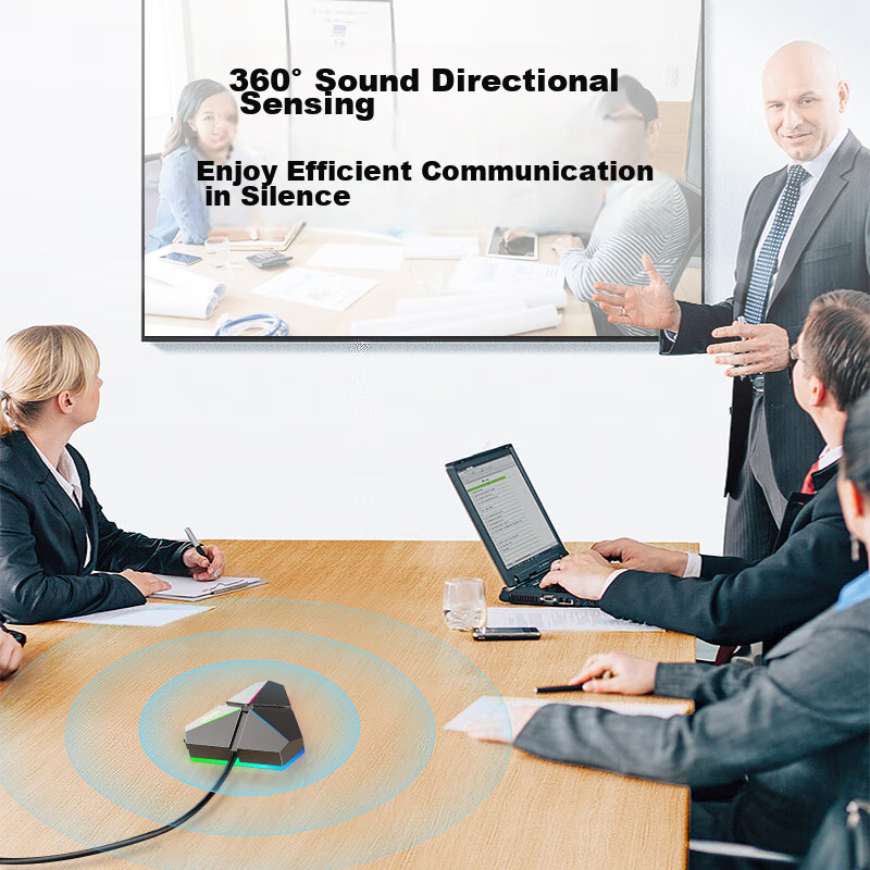 Aigo K4 Desktop Computer Conference Microphone, 360° Omnidirectional Sound Pickup, Upgraded Smart Noise Reduction, One-Button Mute, USB Port, Iron Gray Color