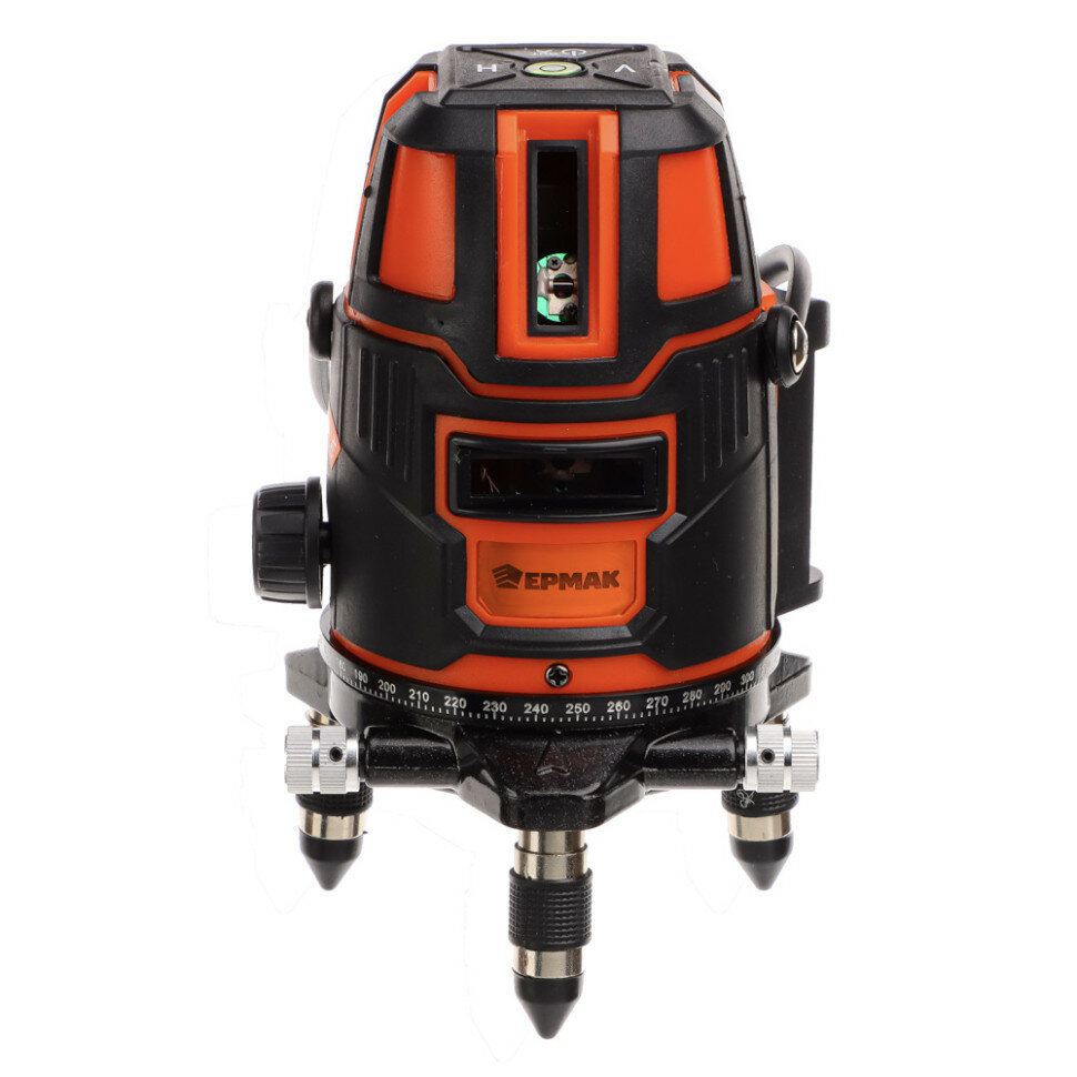 Ермак 916-287, Уровень лазерный (3 зеленых луча, 15м, 2400 мАч, зарядное устройство, защитные очки, кейс)