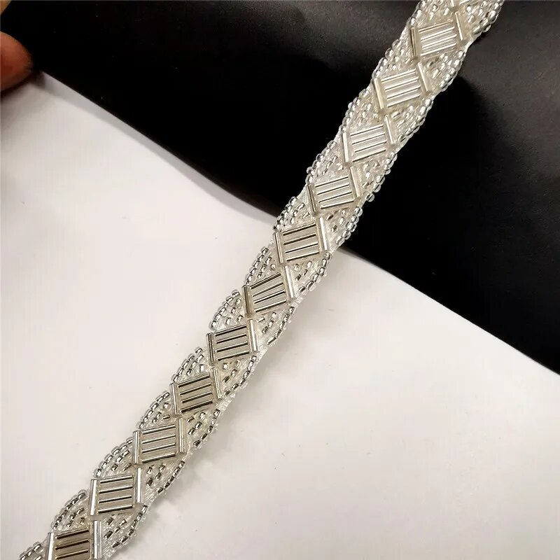 Бисерное кружево, полиэстер, 1.5см silver