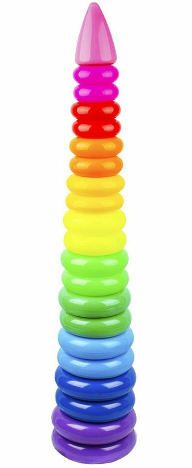 Пирамидка детская цветная "Гигант", логическая развивающая игрушка, 20 колец, учим счет, цвета и понятие больше-меньше, пластик, для малышей от 1 года, 110 см