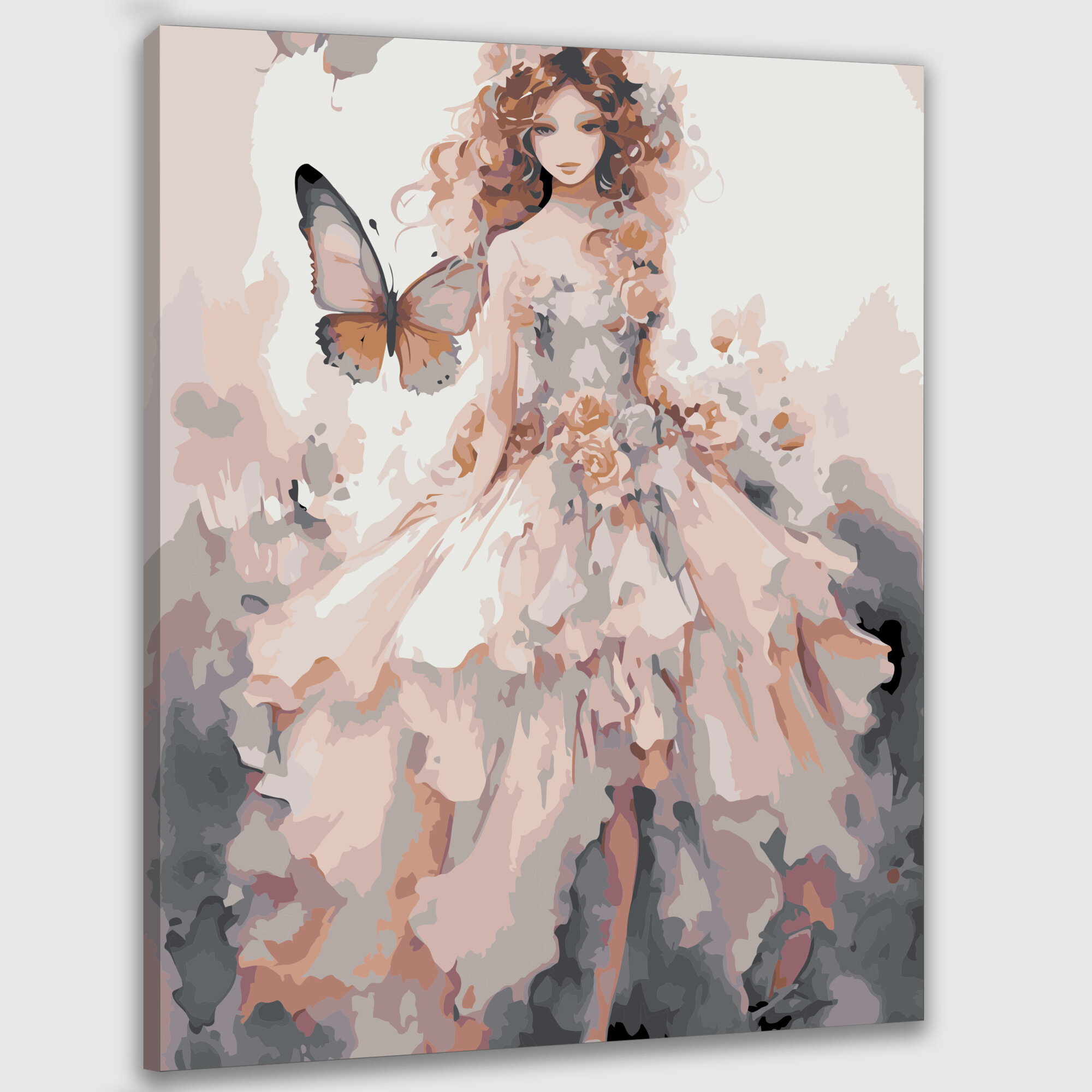 Картина по номерам 40x50 см, картина, акварельный рисунок, кукла, викторианский стиль, пастельные оттенки, мазки кисти