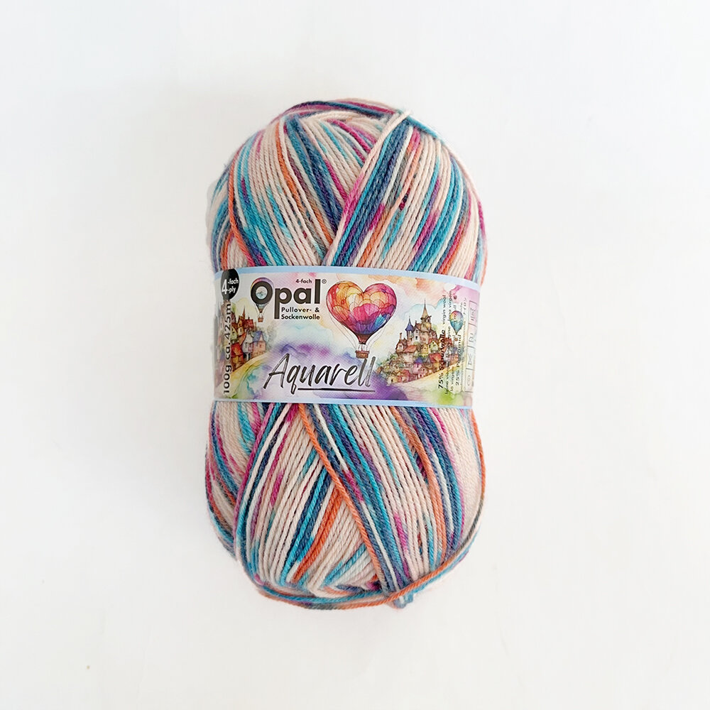Шерстяная пряжа Opal Aquarell 4ply для вязания носков и многого другого