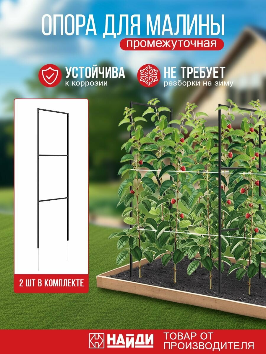 Найди Опора для растений, для малины промежуточная 2шт, Черный муар