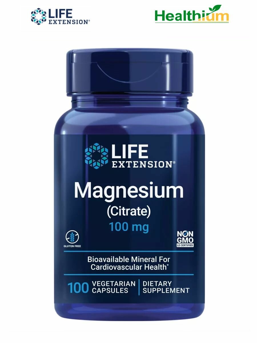 Life Extension Magnesium Citrate 100мг 100 капсул Магний цитрат лайф экстеншн