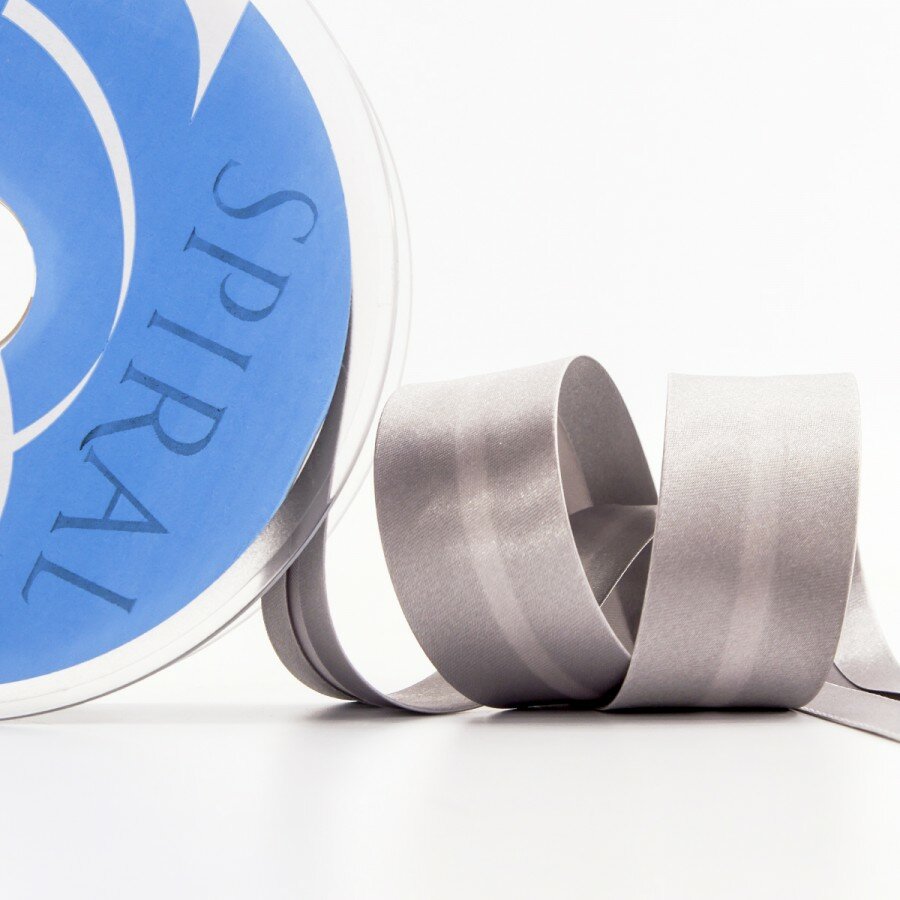 Косая бейка атласная 30 мм, 25 м, цвет 103, темно-серый