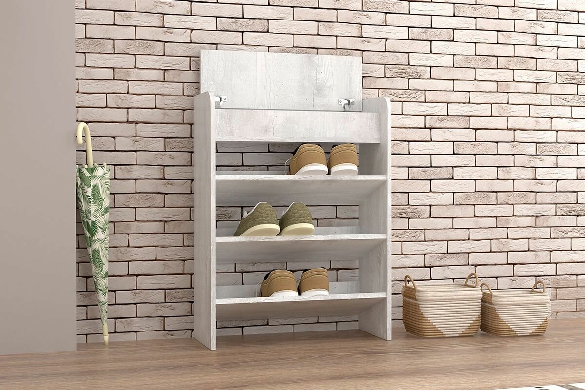 Обувница 600 Бетон светлый, ширина 60 см, полка для обуви, в прихожую