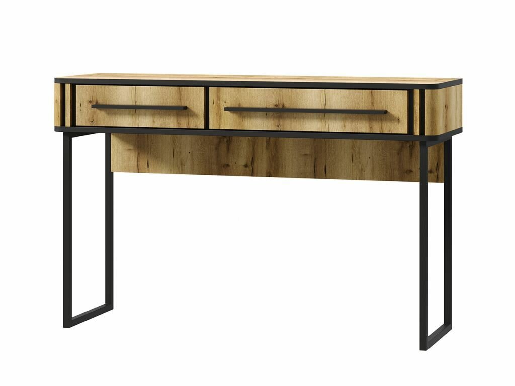 Консоль на мет. опорах Аэлита Дуб Вотан / Черный ширина 117 см ЛДСП 2 ящика в спальню в гостиную