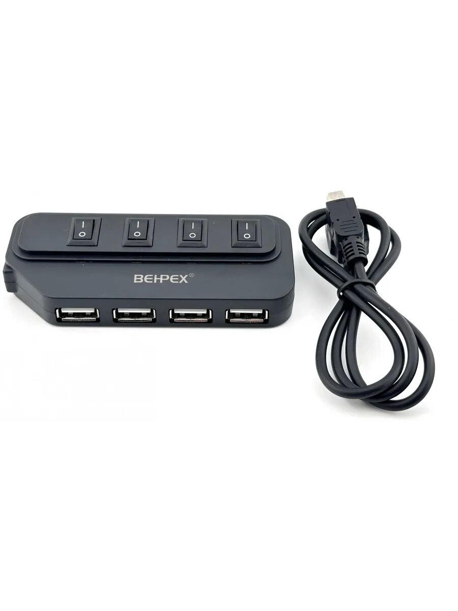 Разветвитель USB 2.0 BPH-1907 4порт. черный