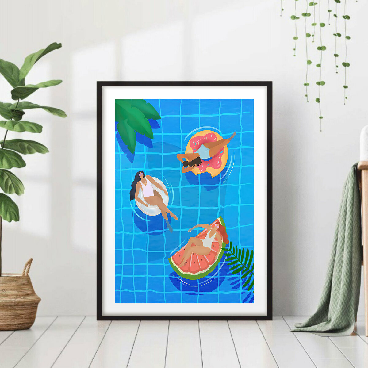 Постер "Бассейн" 40x50 в черной рамке на стену для интерьера