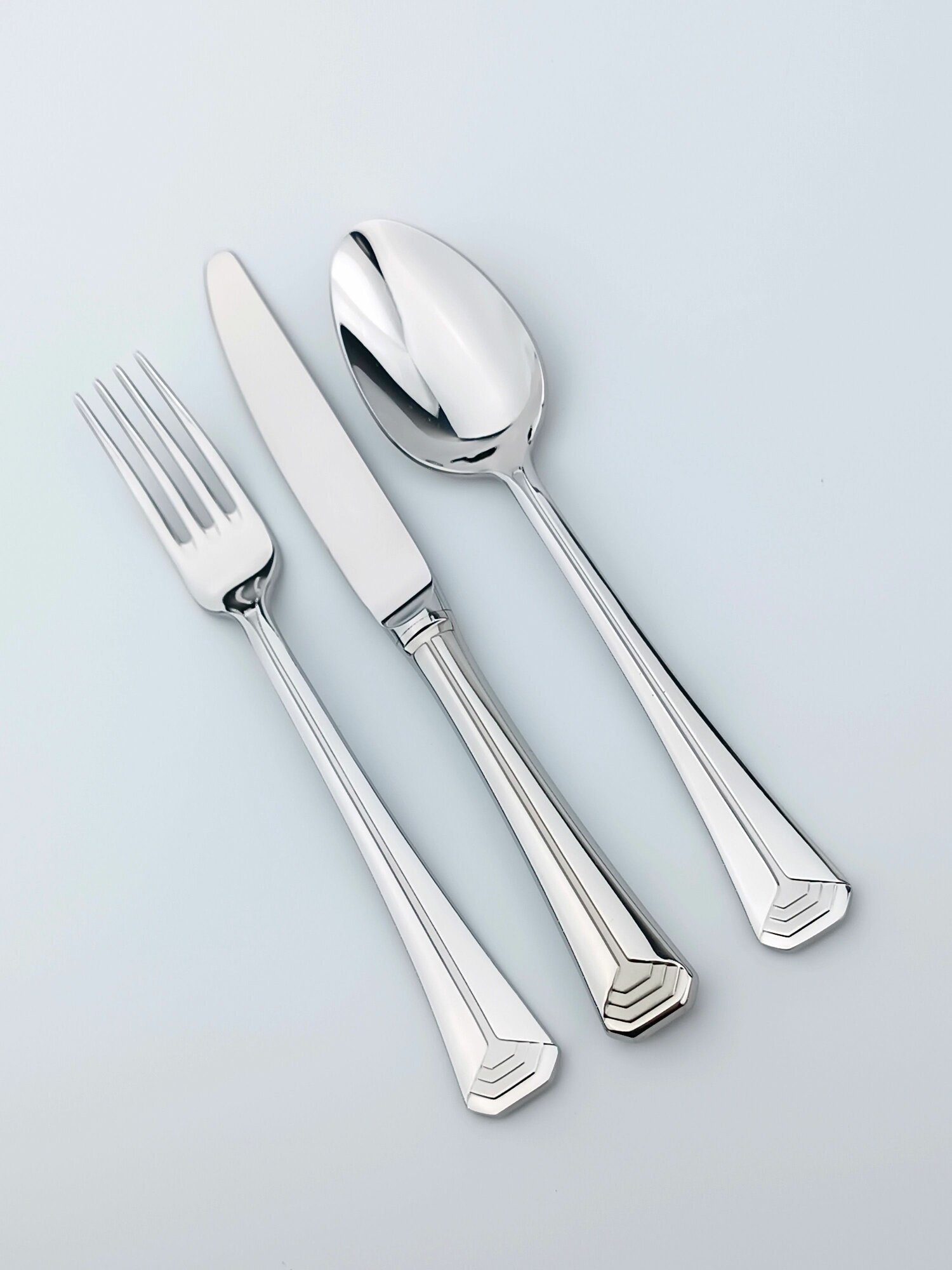 Набор столовых приборов Pyramis Acier, Christofle, Франция, на 1 персону, 3 предмета, нержавеющая сталь