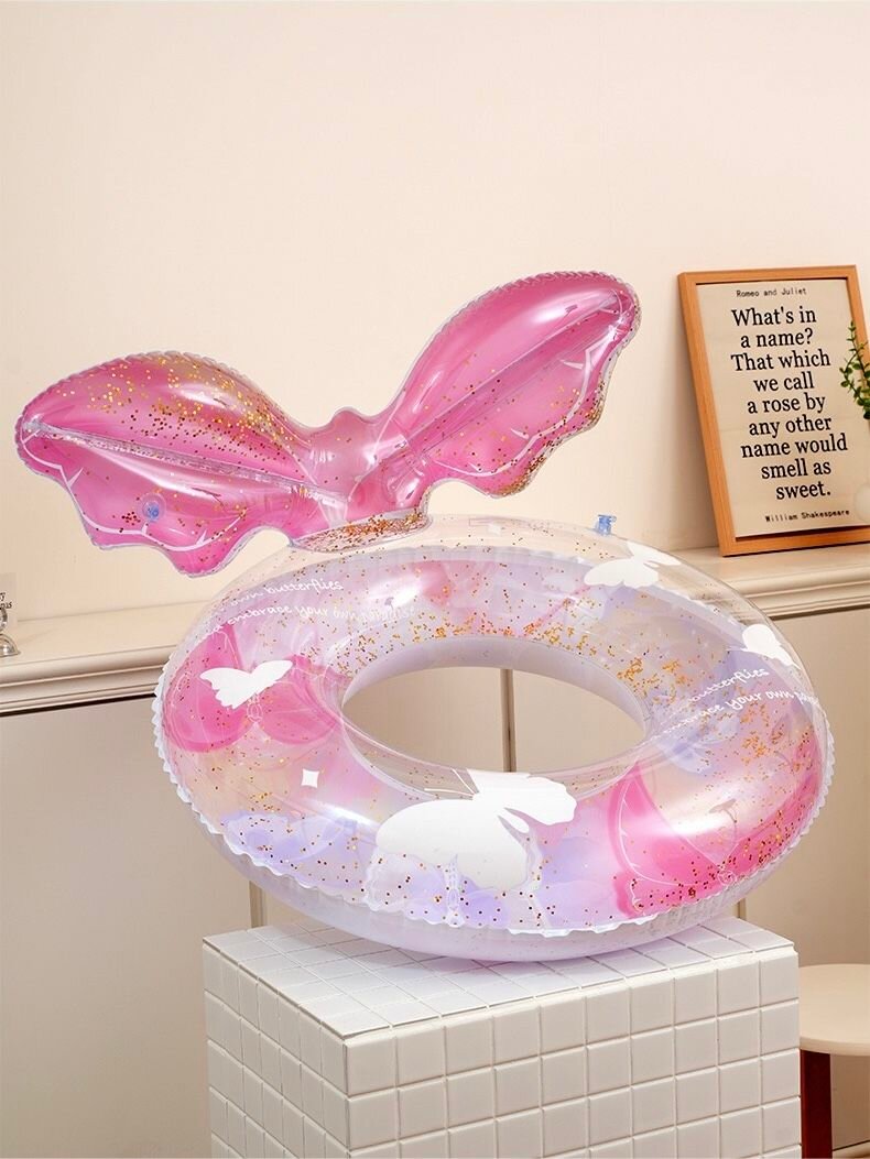 Надувной круг для плавания "Бабочки с блестками" 90 см