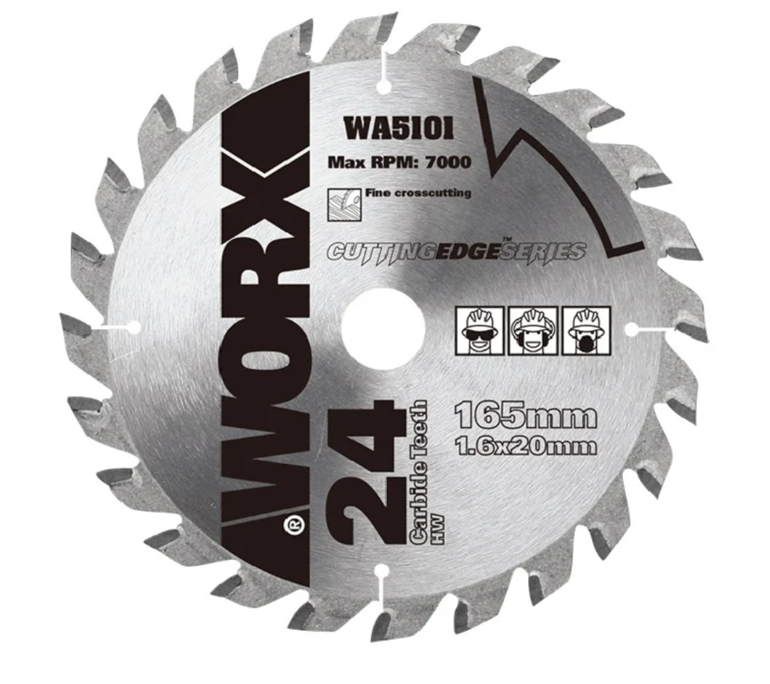 Пильный диск твердосплавный WORX WA5101, 24T TCT, 165х1,6х20 мм