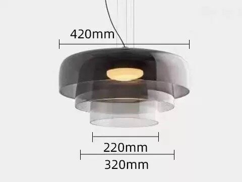 Простой дизайн люстры из тонированного стекла, серый, 3 яруса