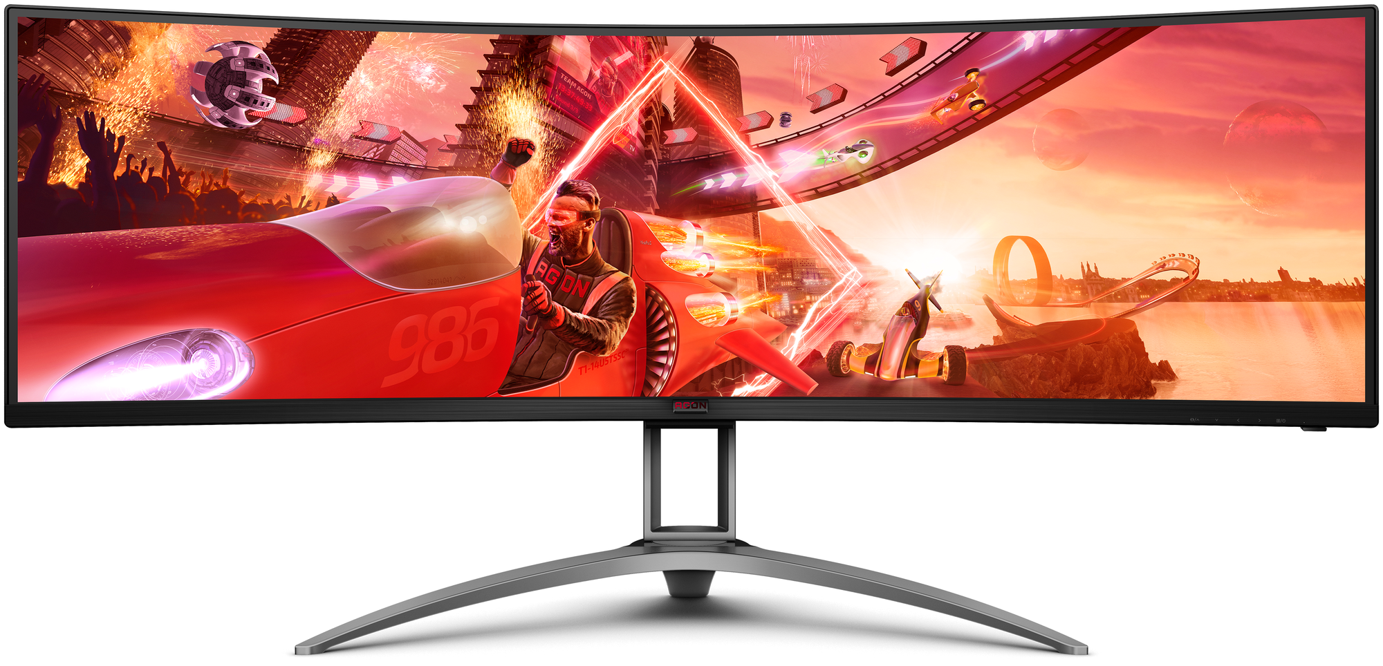 Монитор 49" AOC AGON AG493UCX2 Black-Red (VA, изогнутый, 5120x1440, 165Hz, HDR400, 1 ms, 178°/178°, 550 cd/m, 80M:1