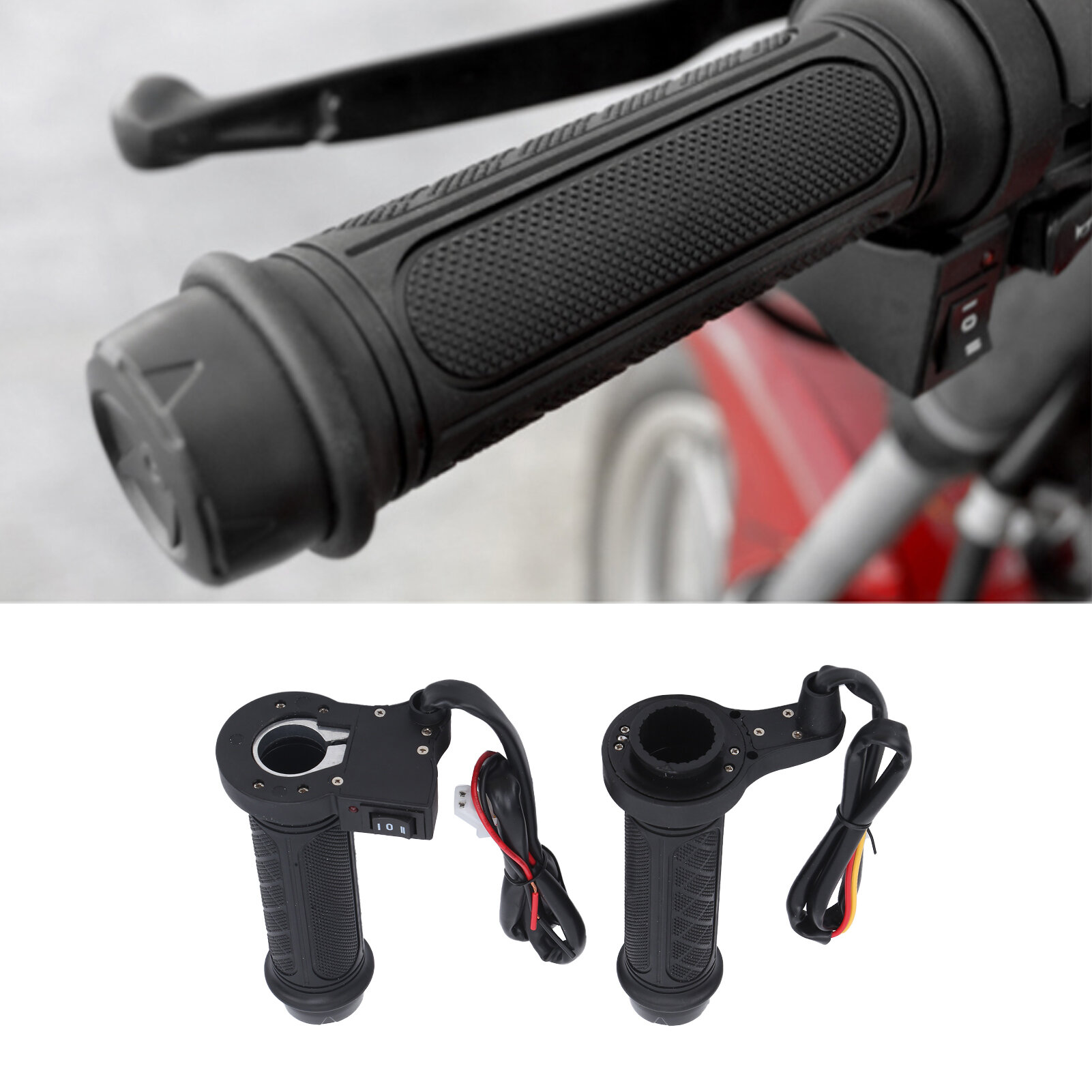 2 шт, 12 В, ручки с электроподогревом, регулируемая температура, зимняя грелка для рук для руля 7/8 дюймов, черный