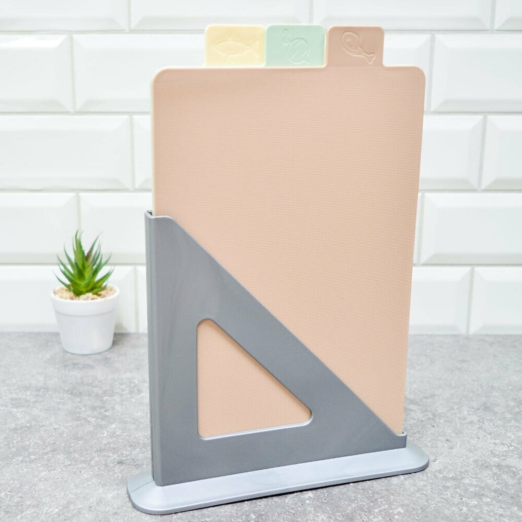 Набор разделочных досок "Люкс" с подставкой, 4 предмета, пластик, удобство