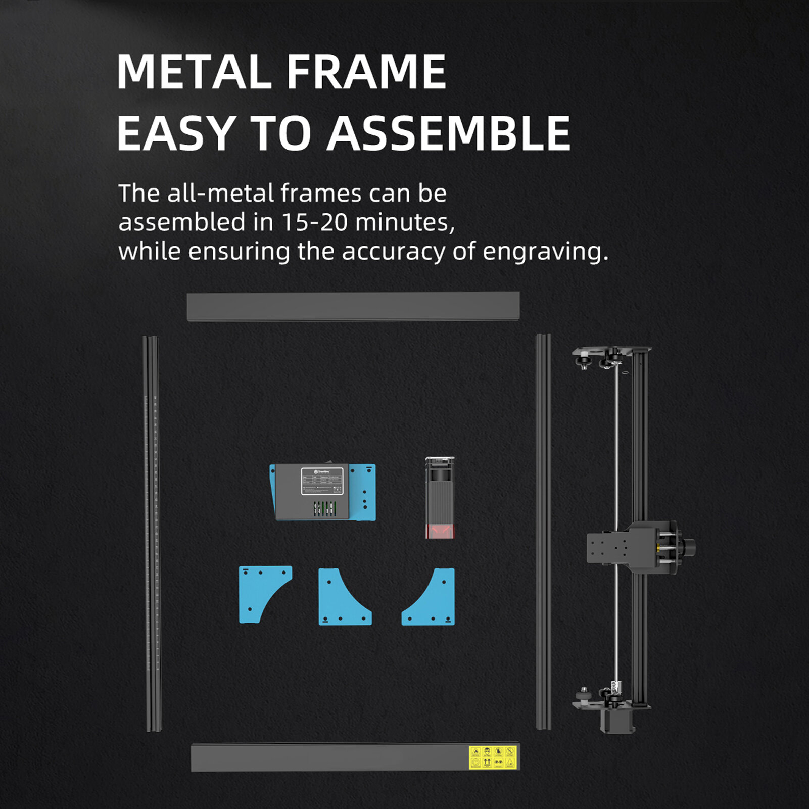Лазерный гравер LC400 PRO 50Вт, DIY-набор для сборки лазерного гравера, лазерный резак с фиксированным фокусом, рабочая зона 400x400 мм, точность гравировки ±0.01 мм, для работы с металлом, керамикой,