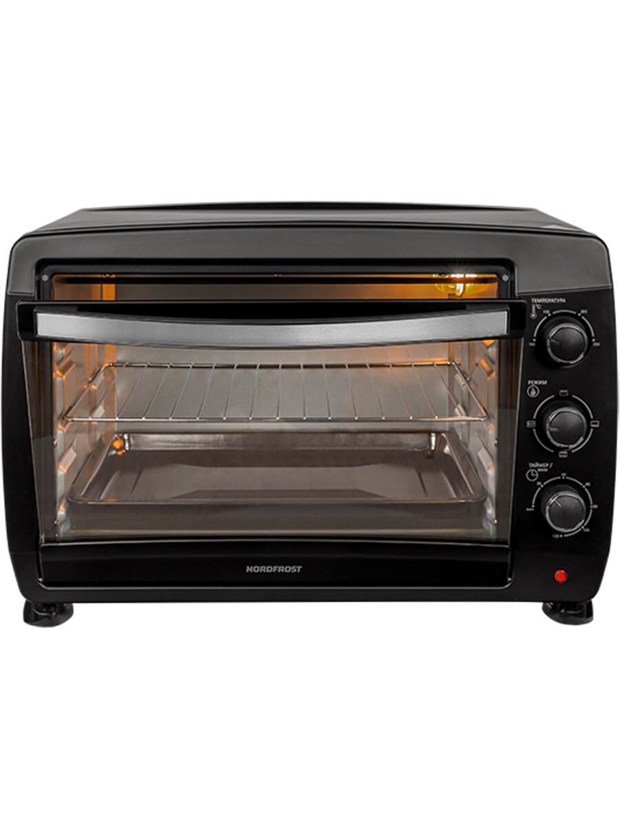 Мини-печь NORDFROST R 480 B , электрическая настольная духовка, 2000Вт, 48л, гриль, таймер до 120 минут, 3 режима работы, черный