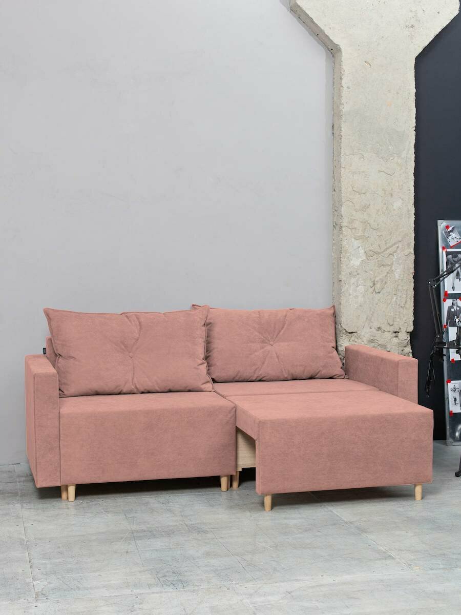 Раскладной диван кровать Пекин NEW прямой модульный, механизм еврокнижка, 213х102х85 см, розовый