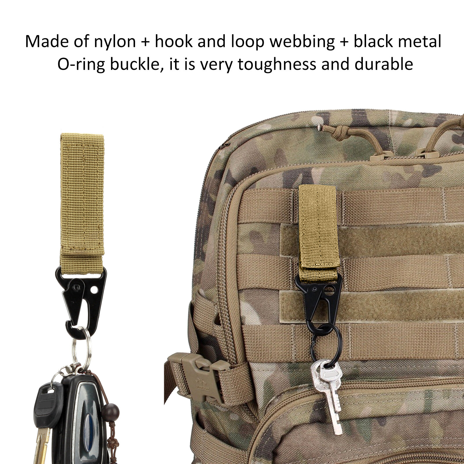 Открытый ремень, подвесной брелок, карабин, крючок и петля, брелок для ключей, пряжка, вешалка, цвет грязи