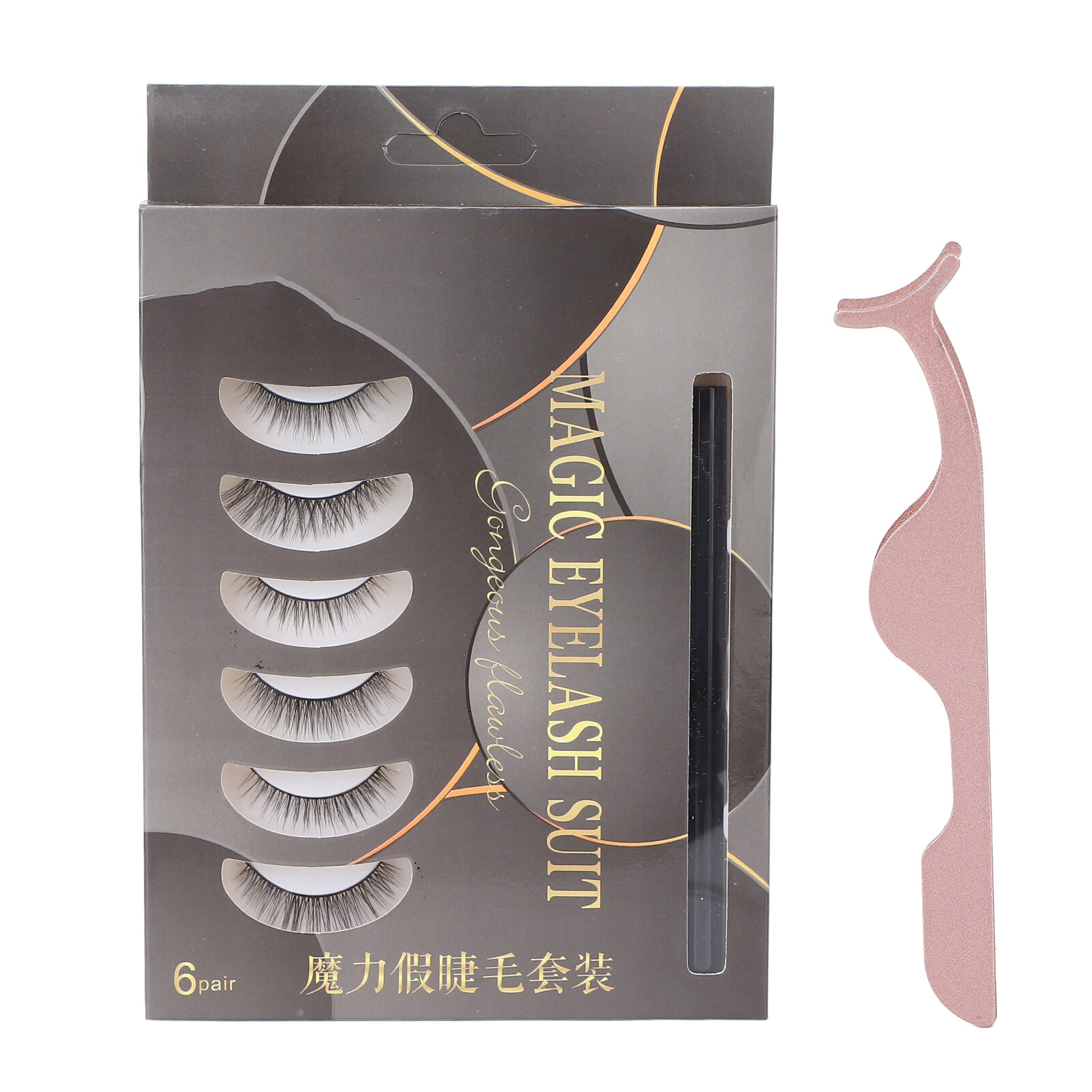 Магнитные ресницы набор для глаз 6 пары ложнои ресниц Жидко подводка для глаз с набором инструментов макияжа пинцет