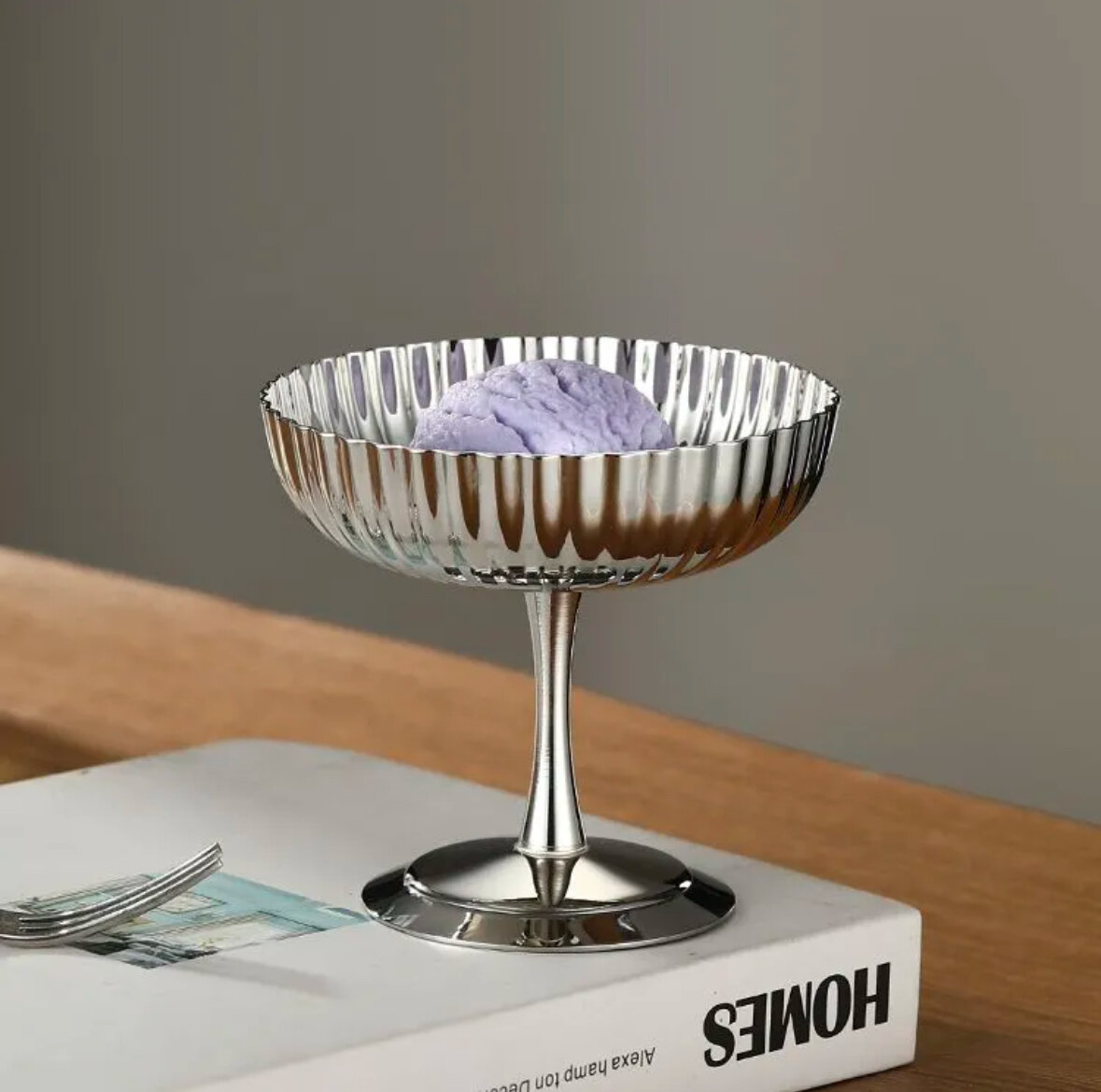 Креманка на ножке с десертной ножкой , нержавеющая сталь 18/10, 150 мл