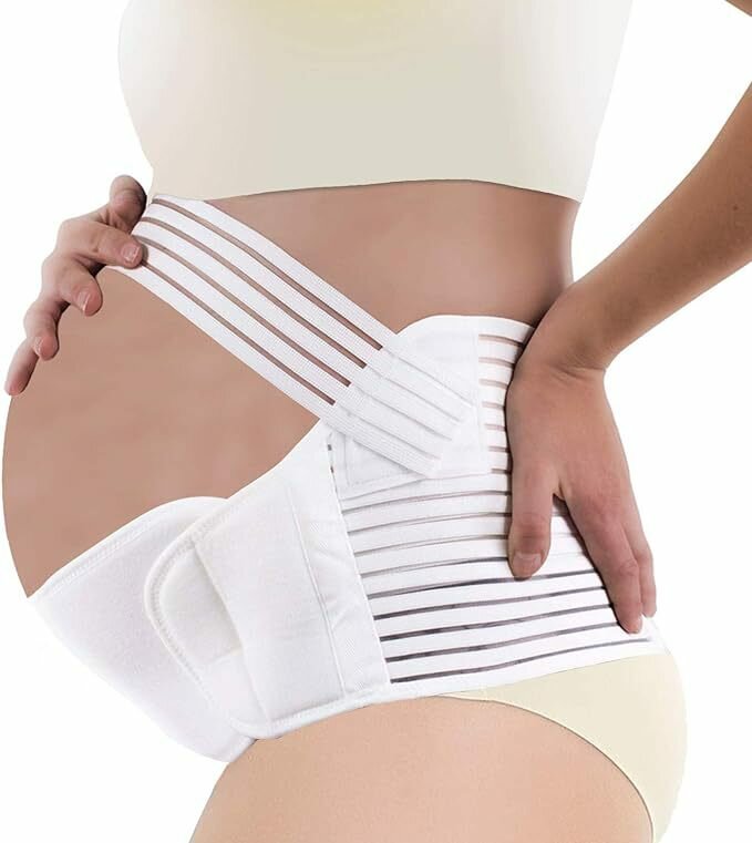 Бандаж-пояс для беременных, универсальный, полиэстер, белый, размер XL