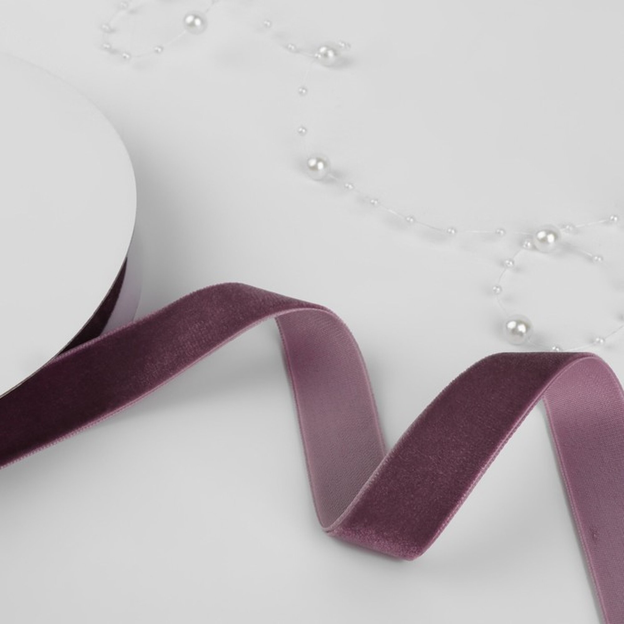 Лента бархатная Арт Узор, 20мм, 18м, сиреневая, пришивная, полиэстер