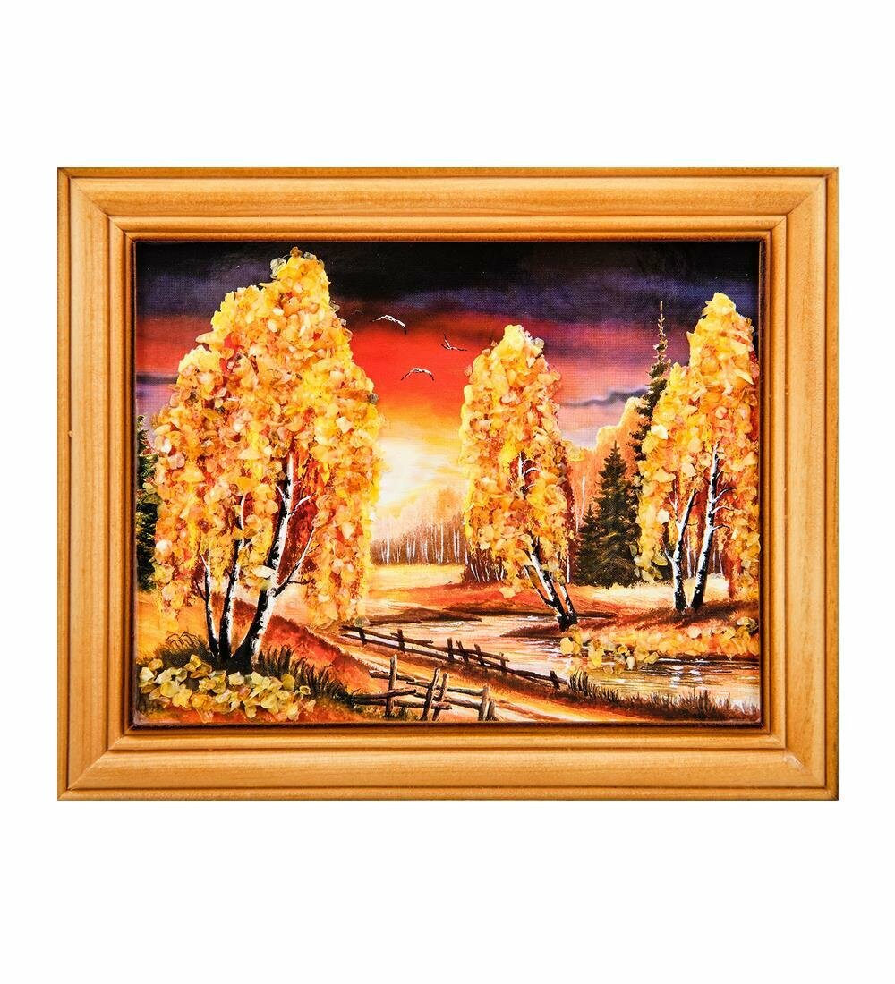 Картина "Красота природы" (с янтарной крошкой) дер. краш. рамка 12х15 A2181838