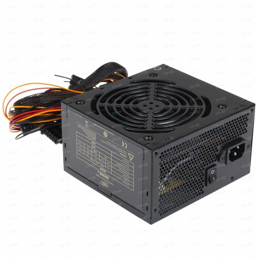 Блок питания Deepcool DE500 v2 350W (DP-DE500US-PH) черный - 350 Вт, ATX 20+4 пин, 4 pin + 4 pin CPU, 4 SATA, 1 x 6+2 pin PCI-E