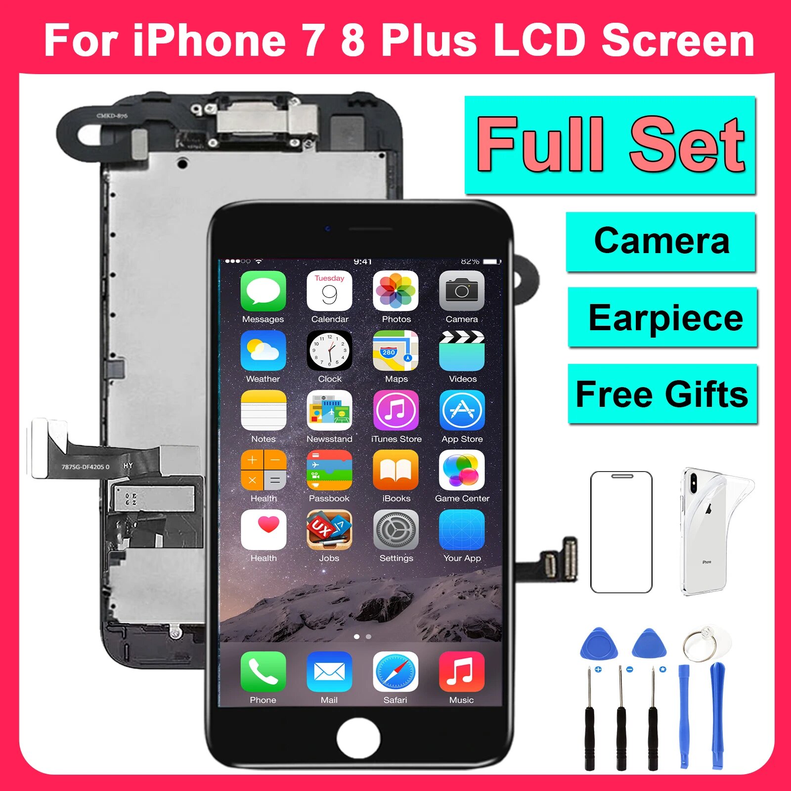 ЖК-дисплей для iPhone 7 8 Plus SE 2020 SE2 7P 8 P, экран с полным набором для замены, полный сенсорный дигитайзер белого и черного цвета в сборе