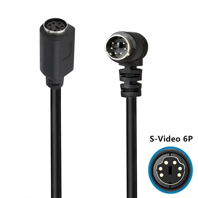 AXONUS Кабель-переходник PS/2 6-контактный черный 0,5 м 0.5m, S-Video 6P M-F Elbow