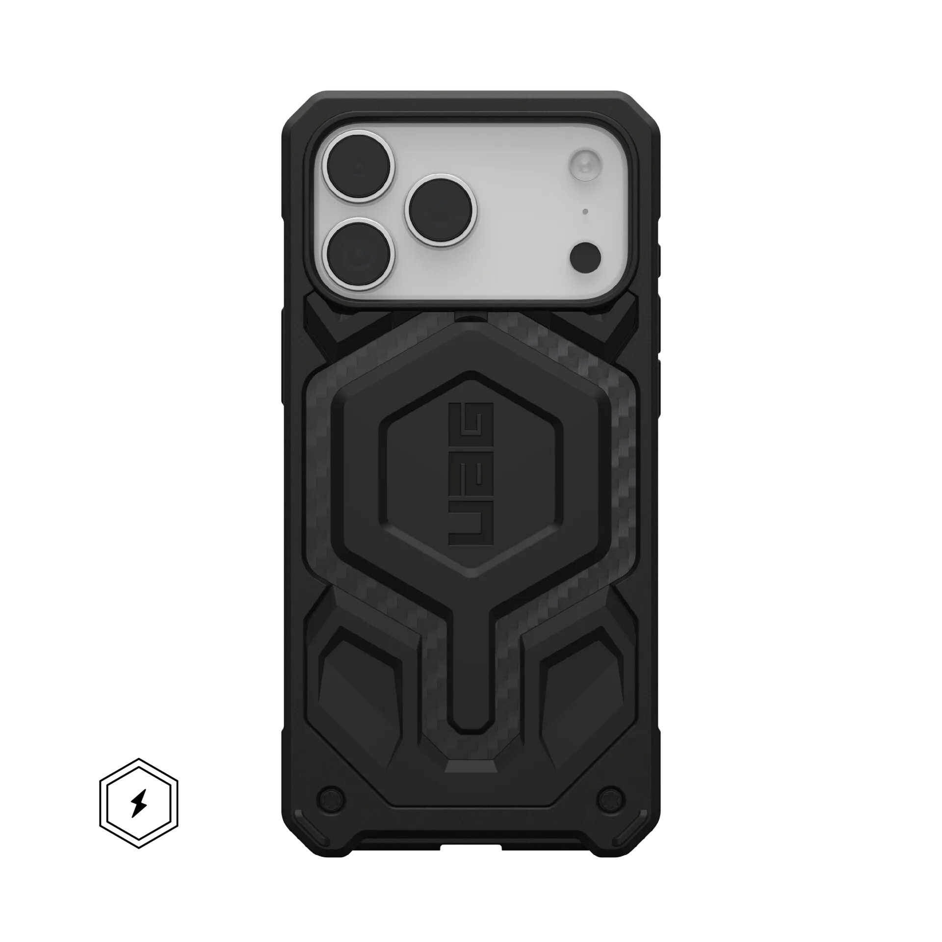 Чехол с поддержкой беспроводной зарядки Uag Monarch Pro для iPhone 17 Pro 6.3", цвет карбон (Carbon Fiber)